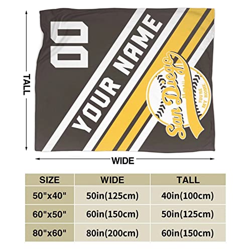 Rgubvui Custom Blanket Baseball City Blankets Personalized Fleece Throw Blankets Name Number Fans Gifts