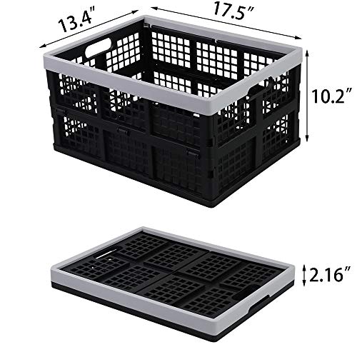 CadineUS 3 Packs 32 Quart Folding Collapsible Crates, Folding Storage Bin
