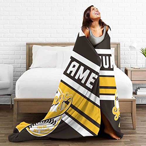 Rgubvui Custom Blanket Baseball City Blankets Personalized Fleece Throw Blankets Name Number Fans Gifts