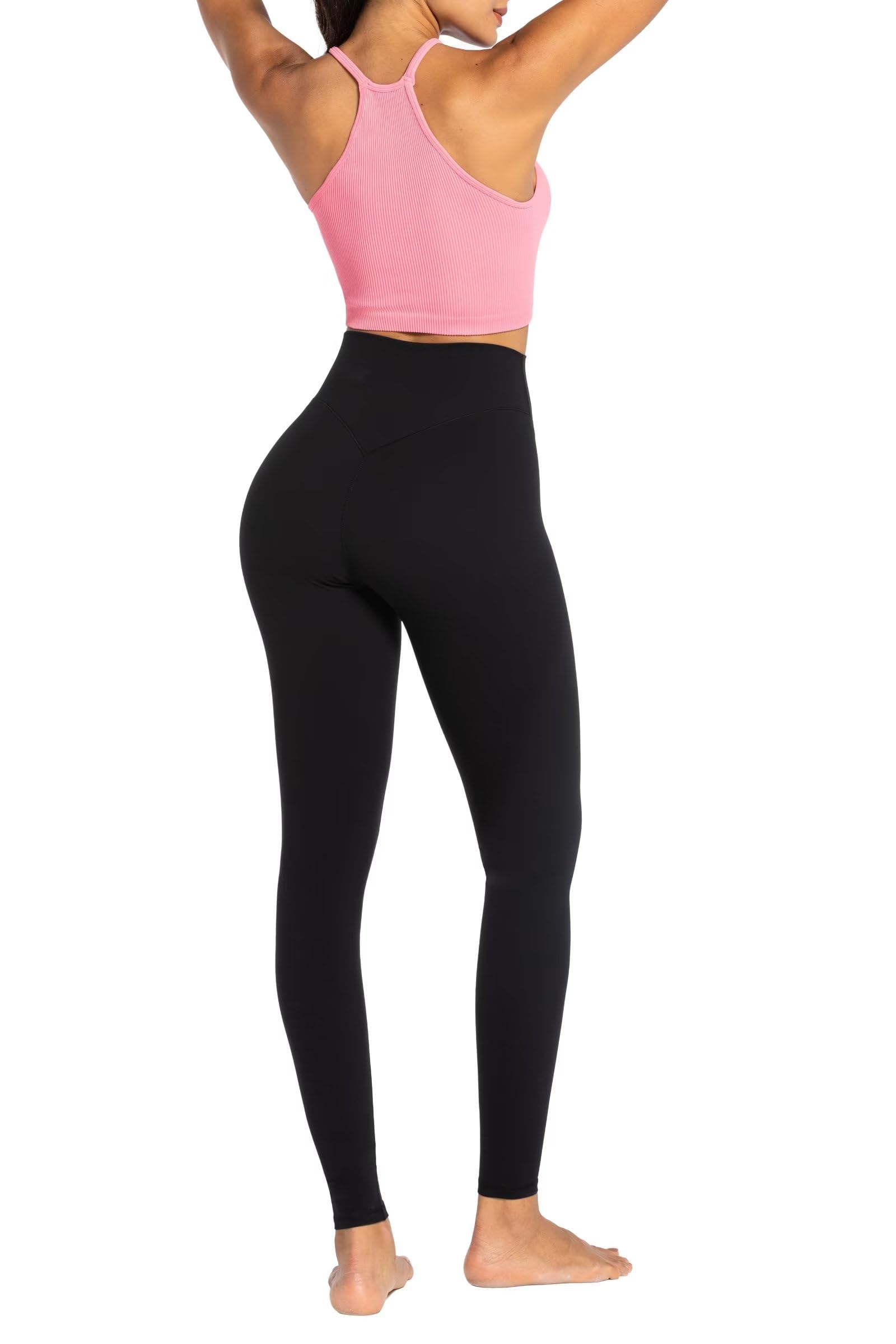 Sunzel Workout Leggings for Women, Tummy Control Compression Workout Gym Yoga Pants, No Front Seam & High Waist 28" Black Medium