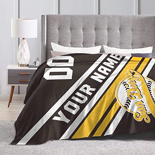 Rgubvui Custom Blanket Baseball City Blankets Personalized Fleece Throw Blankets Name Number Fans Gifts
