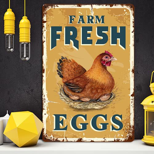 Harooni Farm Fresh Eggs Tin Signs,Bar Restaurant Kitchen Country Home Decor Farm Decorative Signs - 12X16Inch
