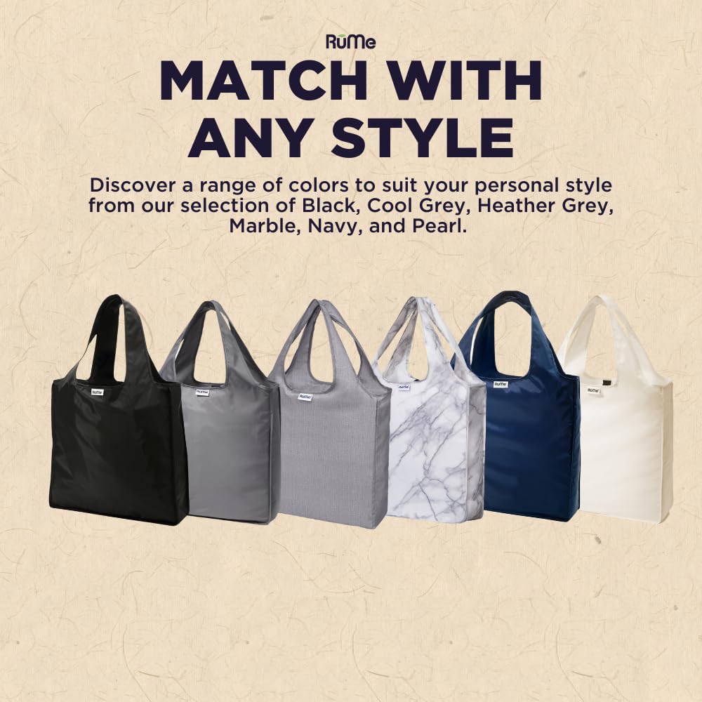 RuMe Medium Foldable Reusable Grocery Shopping Bag Tote | Classic Medium Tote Bag | Holds 50lbs | Folds into Pouch | 1 Pack