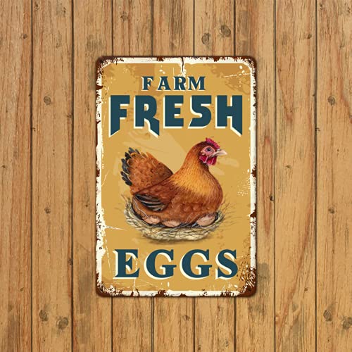 Harooni Farm Fresh Eggs Tin Signs,Bar Restaurant Kitchen Country Home Decor Farm Decorative Signs - 12X16Inch