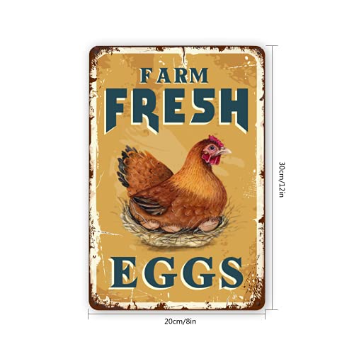Harooni Farm Fresh Eggs Tin Signs,Bar Restaurant Kitchen Country Home Decor Farm Decorative Signs - 12X16Inch