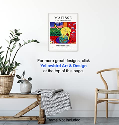 Matisse Poster Cat Wall Decor - 8x10 Mid Century Modern Wall Decor - Minimalist Wall Art - Abstract Art - Aesthetic Room Decor Gallery Wall Art - Cat Wall Art - Boho Bohemian Decor - Cat Themed Gifts