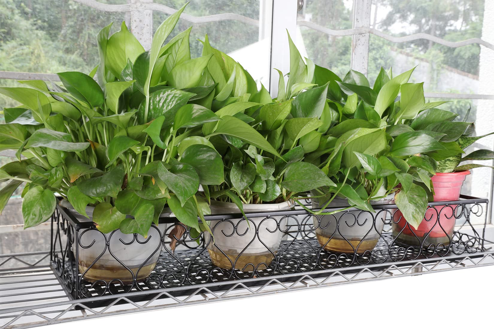 Hanging Balcony Railing Shelf Flower Pot Holder Metal Plant Stand