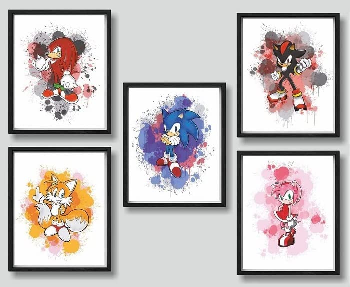 By Print A To Z® - The Hedgehog Watercolor Prints, Watercolor Posters, UNFRAMED Set of 5 (8x10 inches), Hedgehog Poster For Kids, Hedgehog Bedroom Decor for Boys, Hedgehog Decorations for kids, Hedgehog Decorations For Birthday Party, Posters For Boys Roo