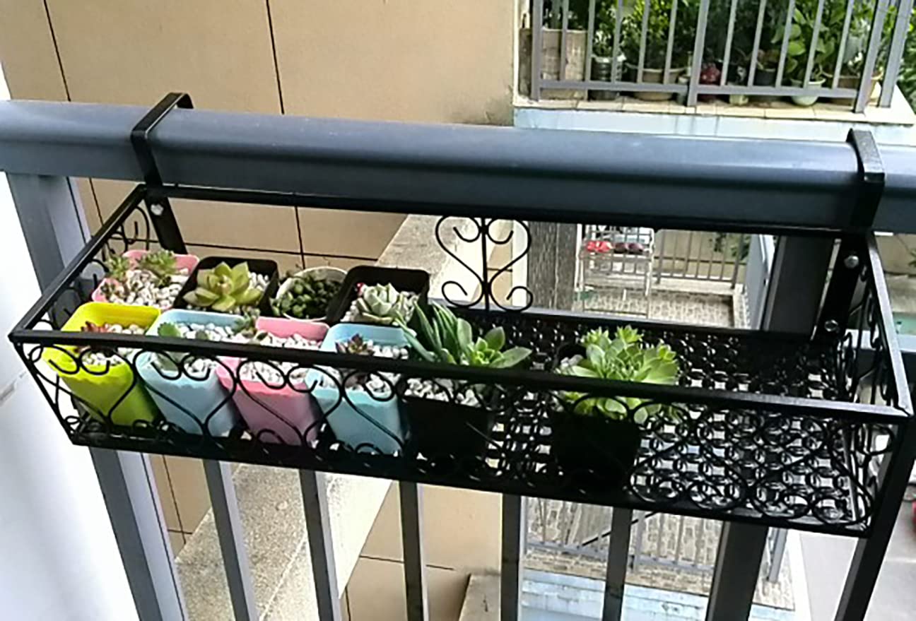 Hanging Balcony Railing Shelf Flower Pot Holder Metal Plant Stand