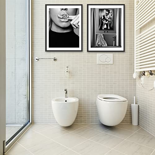 Admmixoo Funny Bathroom Decor Wall Art Prints Glam Glitter Tissue Bathroom Toilet Paper Artwork for Wall Black and White Modern Fashion Art Decor (11"x14" UNFRAMED)