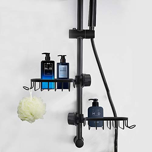 SinLoon Kitchen Faucet Sponge Holder, Sink Caddy Organizer, Space Aluminum Soap Dish Brush Rack Hanging for Kitchen & Bathroom Accessories(Black)