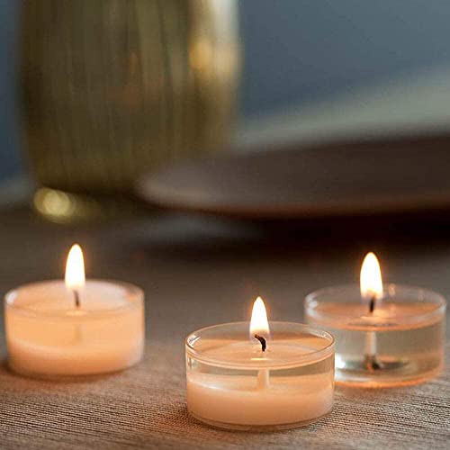 Vanilla Scented Tealight Candles Clear Cup Highly Scented Ivory Candles, 4.5 Hours Burn Time, 30 Pack for Party and Home Decor