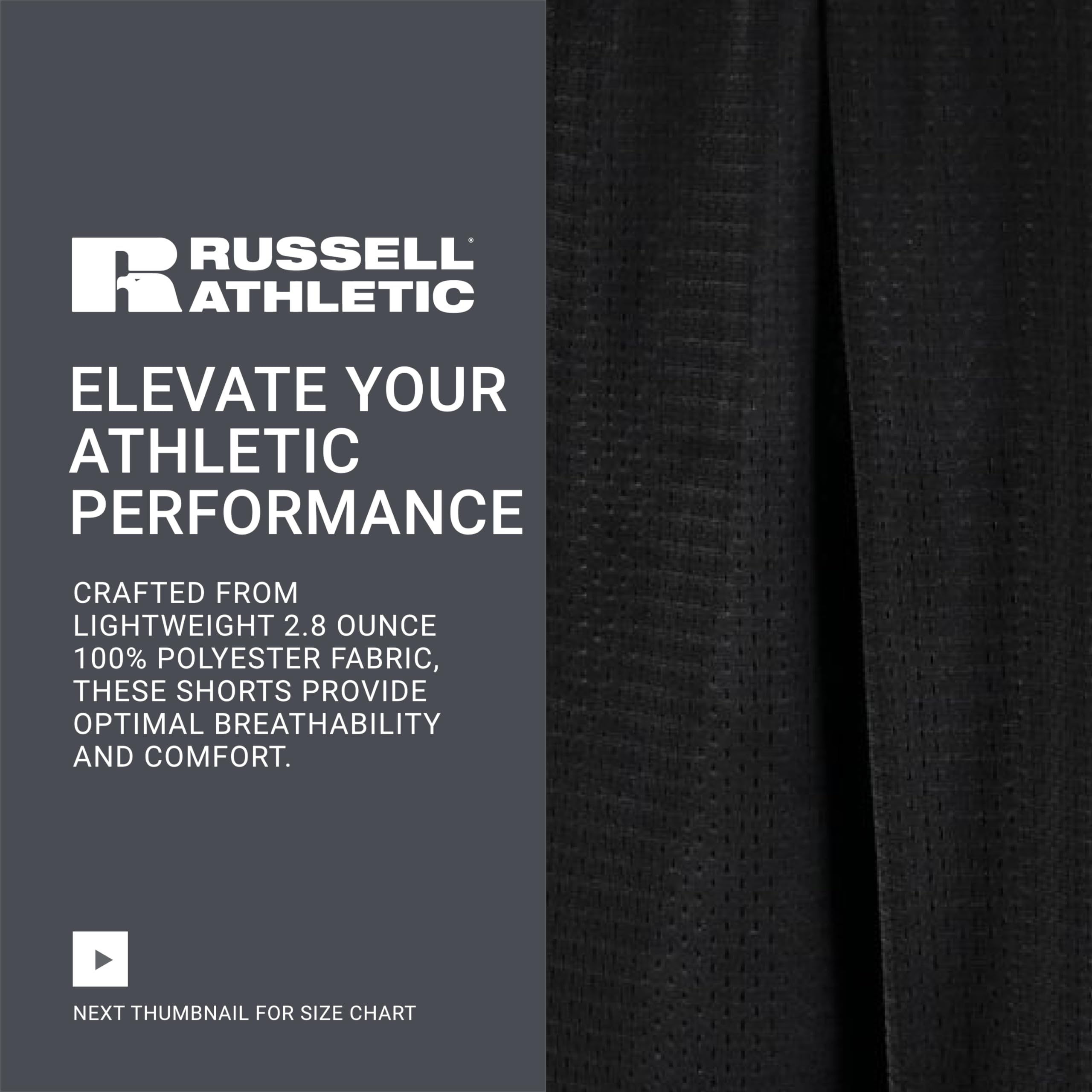 Russell Athletic Men's Mesh Short with Pockets, Black, Large, 651AFM1