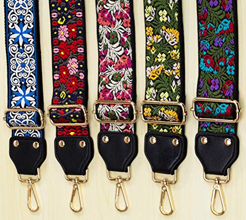 Allzedream Adjustable Guitar Style Purse Strap Replacement Crossbody Bags Jacquard Weave Embroidered (Autumn)