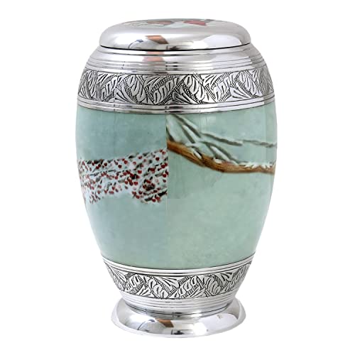 HLC Beautiful Cardinal Couple Bird Cremation Large Urn for Human Ashes - Handcrafted - Affordable Urn for Ashes (Adult (200 lbs) β 10.5 x 6 β, Urn)