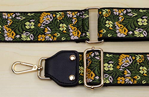 Allzedream Adjustable Guitar Style Purse Strap Replacement Crossbody Bags Jacquard Weave Embroidered (Autumn)