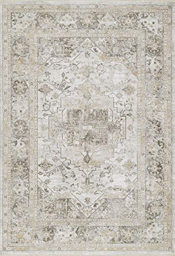 Momeni Cambridge Viscose and PES Traditional Indoor Area Rug, Taupe, 2'2" X 3'11"