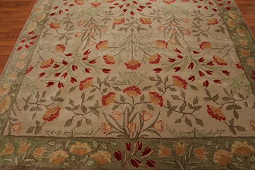 Old Hand Made Floral Bleige Tulips Traditional Persian Oriental Woolen Area Rugs