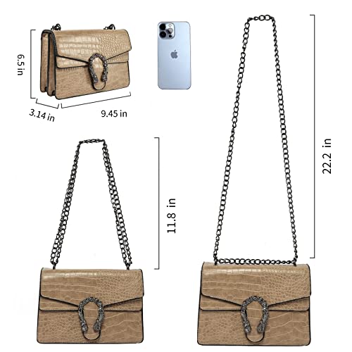 Crossbody Bags For Women Snake Print Clutch Purses Cross Body Evening Handbag Chain Strap Shoulder Satchel