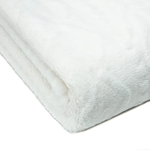 Chanasya Cable Knit Embossed Faux Fur Throw Blanket - Reverse Mink Modern, Comteporary, Elegant, Super Soft, Warm and Cozy for Bed, Couch, Living Room and Bedroom Home Décor (50x65 Inches) White