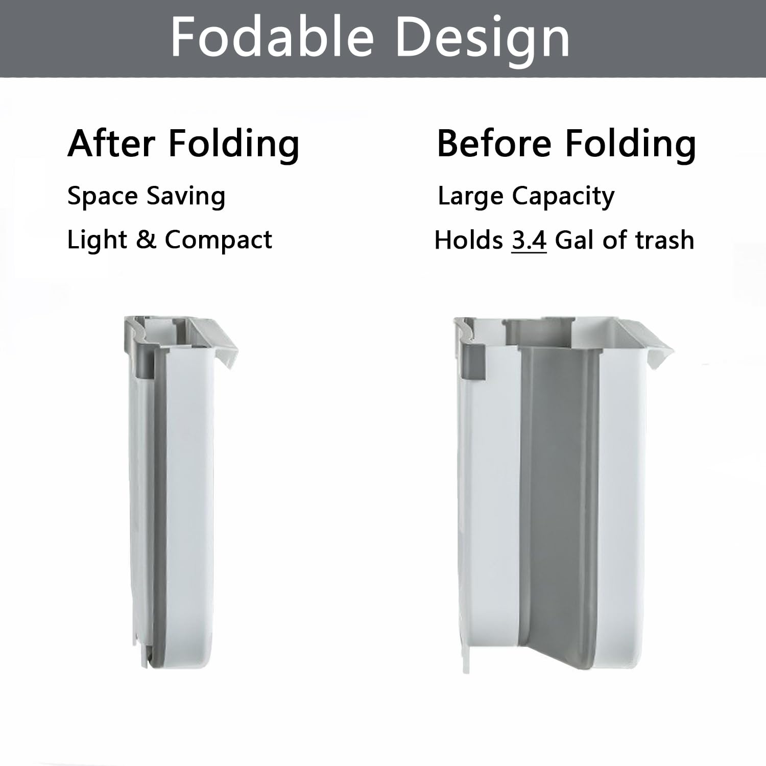 Weudes 3.4 Gallon Kitchen Compost Bin for Counter Top or Under Sink, Foldable Hanging Small Trash Can with Trash Bag Holder for Kitchen Cabinet Door/Cupboard/Bathroom/Bedroom/Office/Car/RV.