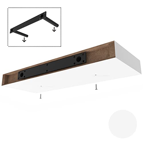 Ballucci Floating Shelf, 35.5" L Wood Wall Mounted Ledge with Invisible Bracket for Living Room, Bedroom, Bathroom, Kitchen, Nursery, 6" Deep - White