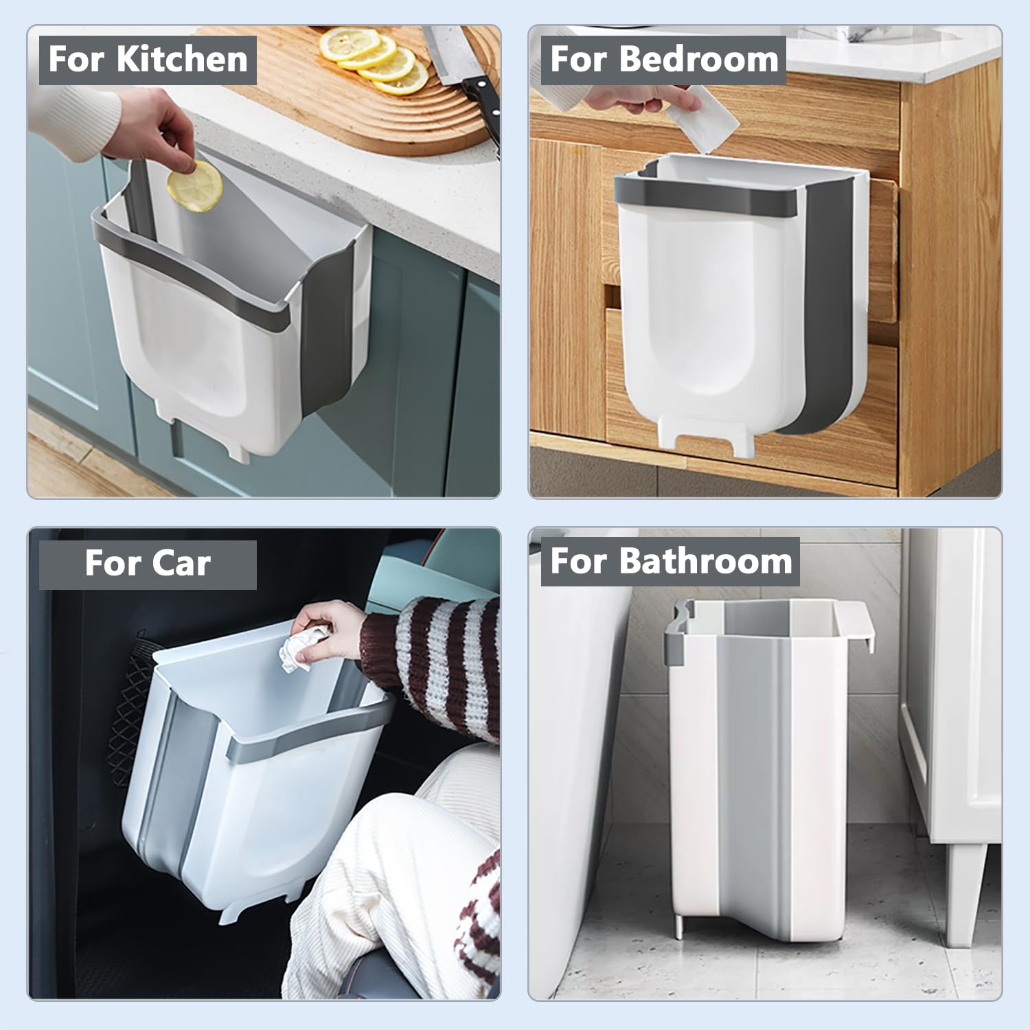 Weudes 3.4 Gallon Kitchen Compost Bin for Counter Top or Under Sink, Foldable Hanging Small Trash Can with Trash Bag Holder for Kitchen Cabinet Door/Cupboard/Bathroom/Bedroom/Office/Car/RV.