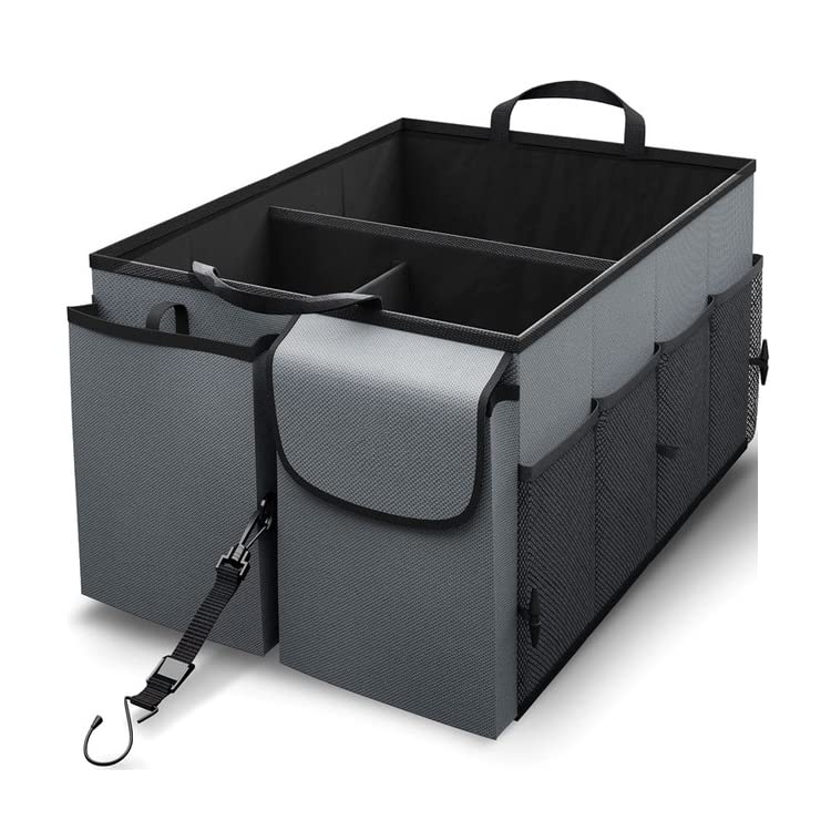 Car Trunk Organizer â Collapsible, Multi-Compartment for SUVs, Trucks & Cars for Groceries, Tools & Work Materials â Truck & Car Accessories for Women and Men (GRAY)