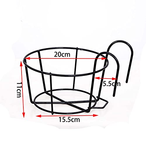 EIMQUVW 4 Pack Round Hanging Railing Planters Basket Metal Balcony Planters Railing Hanging Flower Pot Holders for Outside,Indoor,Balcony,Garden(20CM)