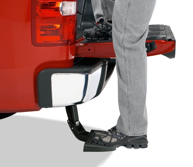 AMP Research 75304-01A BedStep Retractable Bumper Step for 2002-2008 Ram 1500, 2003-2009 Ram 2500/3500 , Black , Large