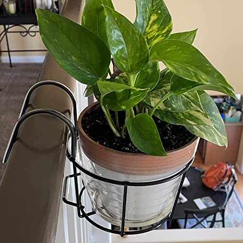 EIMQUVW 4 Pack Round Hanging Railing Planters Basket Metal Balcony Planters Railing Hanging Flower Pot Holders for Outside,Indoor,Balcony,Garden(20CM)
