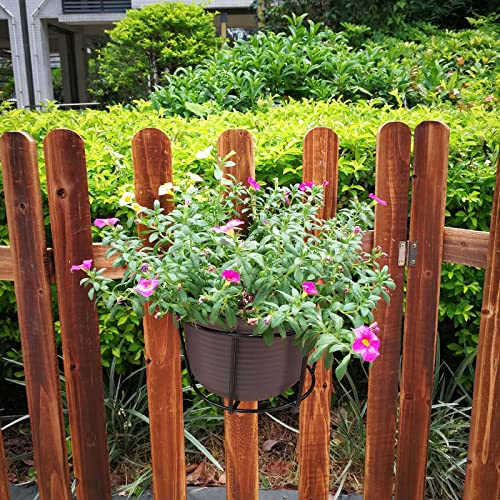 EIMQUVW 4 Pack Round Hanging Railing Planters Basket Metal Balcony Planters Railing Hanging Flower Pot Holders for Outside,Indoor,Balcony,Garden(20CM)