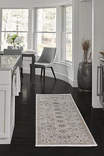 Momeni Cambridge Viscose and PES Traditional Indoor Area Rug, Grey, 3'11" X 5'5"