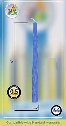 Ner Mitzvah Hanukkah Candles - Blue and White Chanukah Candle - Premium Quality Wax - 44pk. for All 8 Nights of Hanukkah