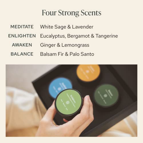 Mindful & Modern Natural Candle Gift Set | Palo Santo & Balsam Fir, Sage & Lavender, Ginger & Lemongrass, Eucalyptus, Bergamot & Tangerine | Stress Relief Aromatherapy Candles | Scented Home Fragrance
