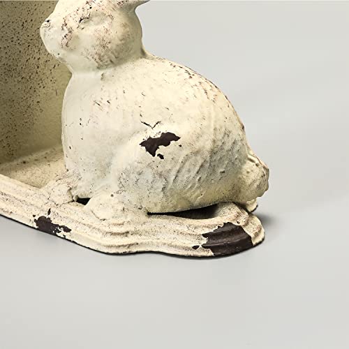 Retrome Rabbit Bookends, 1 Pair Bunny Book Ends, Distressed White