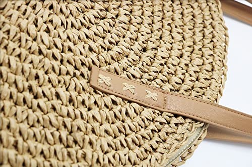 Block Garden Handmade Straw Shoulder Bag for Women Beach Bag Tote Handbag, 01 beige