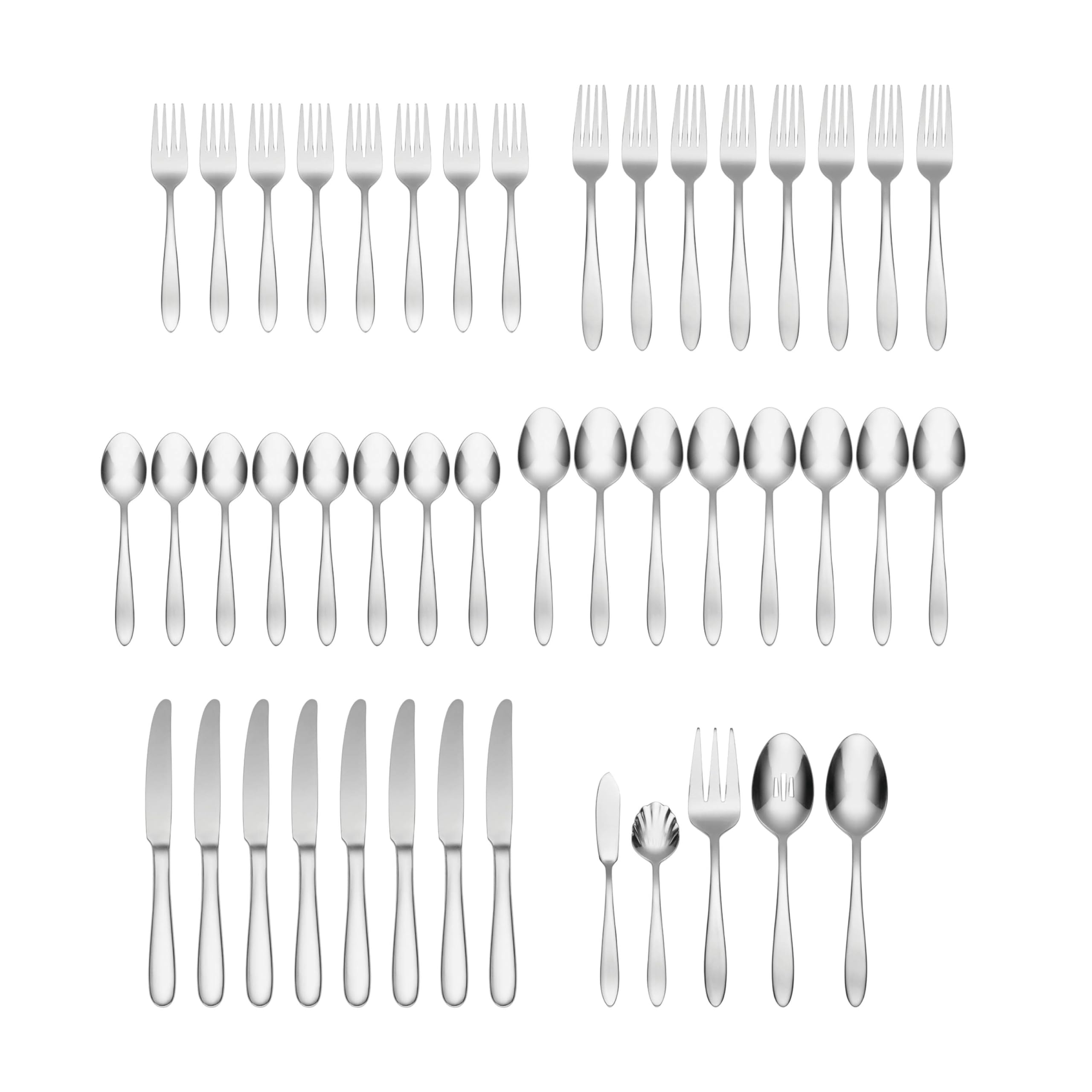 Oneida B336045A Mooncrest 45-Piece Flatware Set, Service for 8,Silver,45 Piece