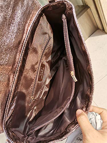 NIGEDU Women Handbags Leather Female Clutch Handbag Messenger Bag Large Solid High Capacity (Bright Black)