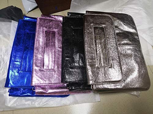NIGEDU Women Handbags Leather Female Clutch Handbag Messenger Bag Large Solid High Capacity (Bright Black)