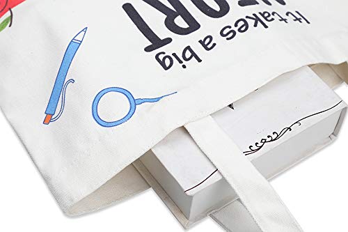 Teacher Appreciation Gifts - Teaching Tote Canvas Bag for Men Women,It Takes A Big Heart To Teach Little Minds