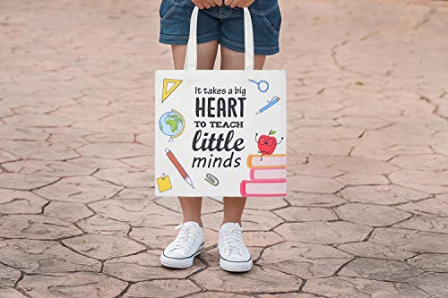 Teacher Appreciation Gifts - Teaching Tote Canvas Bag for Men Women,It Takes A Big Heart To Teach Little Minds