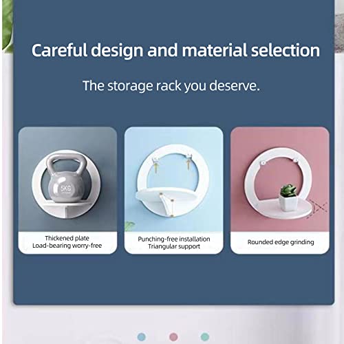 jcwfuno Home Wall-Mounted White Floating Shelf 2 Pieces,Suitable for Bedroom, Living Room, Office, Wall Shelf can Put Plants, Mobile Phones, Remote Control and Other Things,Decoration(Round Shape)