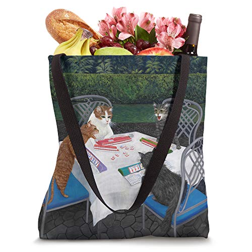 Cats Playing Mahjong Tote Bag