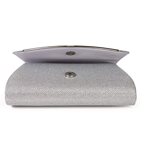 NC ZHANNI Silver Evening Bag Clutch Purses for Women Ladies Sparkling Party Handbag Wedding Bag Prom Clutch With Detachable Chain (Silver)