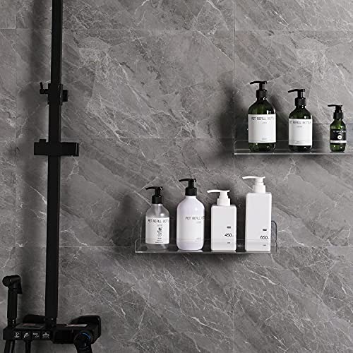 Sooyee Acrylic Shelves,6 Pack 15 Inch Floating Wall Mounted Shelves, Funko Pop Display Case,Invisible Kids Book Shelf,Picture Ledge Shelf Decor Accents,5MM Thick Bathroom Shelves,4.77" Wide,Clear
