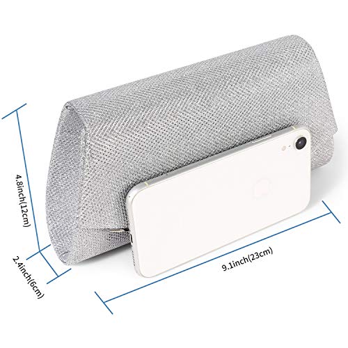 NC ZHANNI Silver Evening Bag Clutch Purses for Women Ladies Sparkling Party Handbag Wedding Bag Prom Clutch With Detachable Chain (Silver)