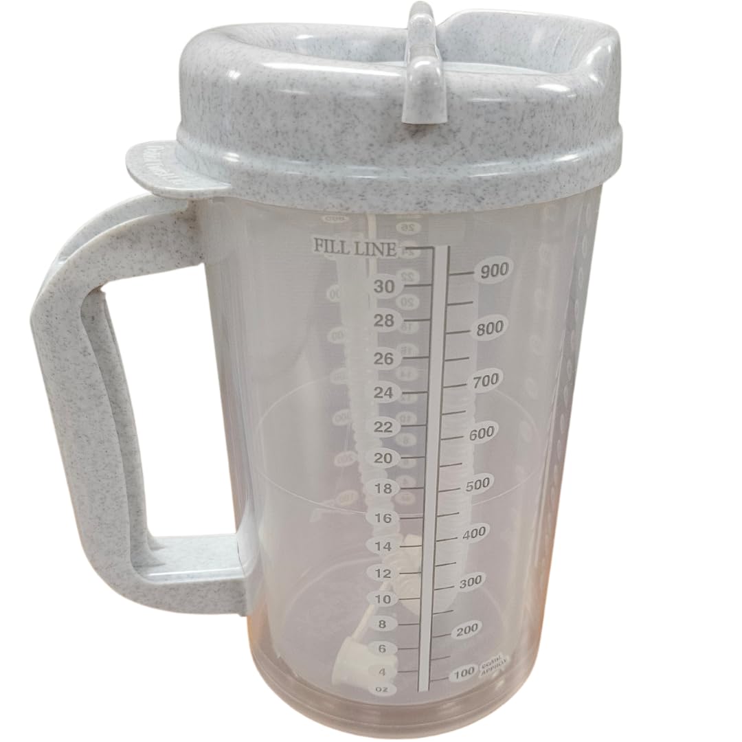 1 X Medegen Roommates Pitcher Insulated W/Straw Translucent W/Granite And Handle 32 Oz - Model h206-01