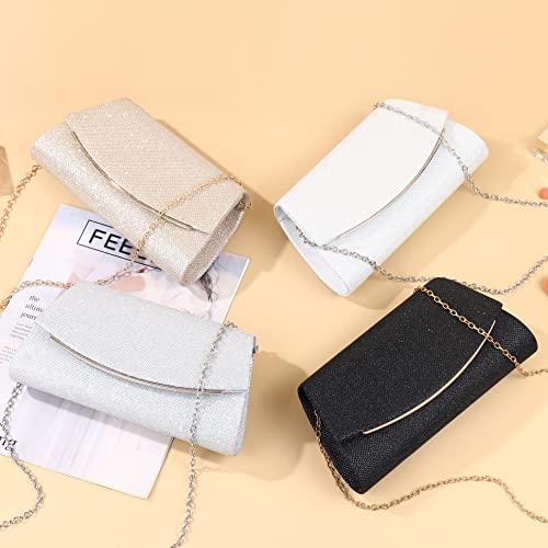 NC ZHANNI Silver Evening Bag Clutch Purses for Women Ladies Sparkling Party Handbag Wedding Bag Prom Clutch With Detachable Chain (Silver)