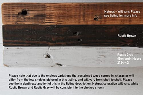 Urban Legacy Deep Floating Shelves | Reclaimed Chunky Wide Plank Barn Wood Shelves with Low Profile Brackets | High Weight Capacity